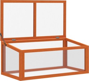 Mini skleník Outsunny ze dřeva a polykarbonátu 90 x 46 x 40 cm - Odolný box pro sadbu do zahradního záhonu Oranžový | Aosom