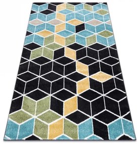 koberec POLI 9139A krychle 3D černý / modrý velikost 180x270 cm | krásné koberce cz