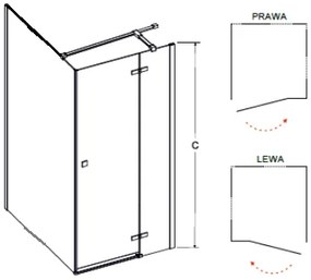 BESCO Čtvercový sprchový kout PIXA BLACK Směr zavírání - Pravé (DX) - BCPIXA90CTVEPB