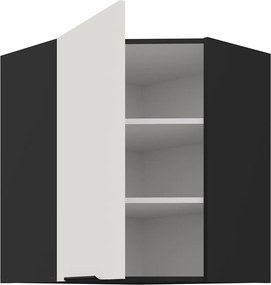 ARIA wb | horní kuchyňská skříňka 60x60 GN-72 1F (45°) rohová s policemi | 60x60 cm | černá/bílá