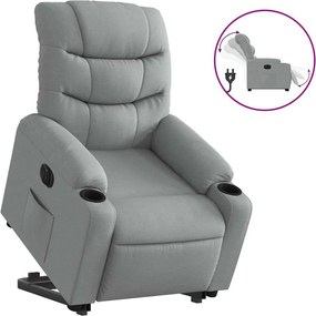 Elektrické zvedací polohovací křeslo světle šedé textil 3206663