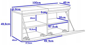 Eka Předsíňová stěna s čalouněnými panely Trinity 6 - Dub Artisan s černou / Tmavá růžová 2323