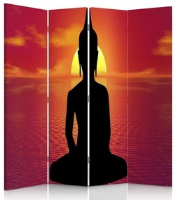 Ozdobný paraván Buddha Meditation Zen Spa - 145x170 cm, čtyřdílný, klasický paraván