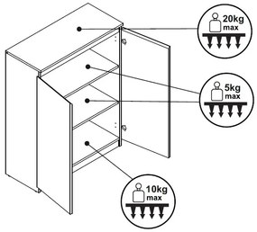 Skříňka Carlos 802D, šedý beton