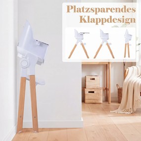 Costway Vysoká stolička baby 4 v 1 dětská vysoká židle skládací – šedá
