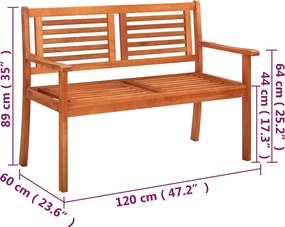 vidaXL Marketos 2místná zahradní lavice s poduškou 120 cm masivní eukalyptus