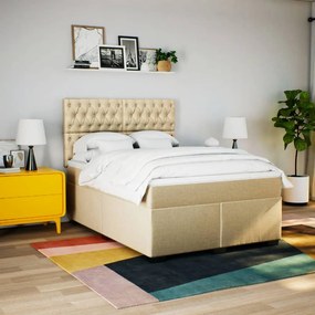Box spring postel s matrací krémová 160x200 cm textil 3290551