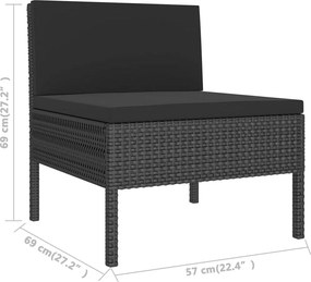 vidaXL 5dílná zahradní sedací souprava s poduškami polyratan černá [3094309]
