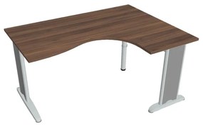 Stůl ergo oblouk levý 160×120/80 cm - Hobis Flex FE 2005 L Dekor stolové desky: ořech, Barva nohou: Stříbrná