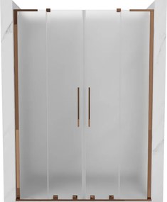 Mexen Velar L Duo, posuvné sprchové dveře do otvoru 140 cm, 8mm sklo námraza, růžové zlato, 871-140-003-32-60