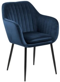 Scandi Modrá sametová jídelní židle Milla s černou podnoží