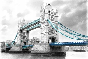 Obraz Na Plátně Skica Tower Bridge Londýn do obývacího pokoje Canvas 120x80