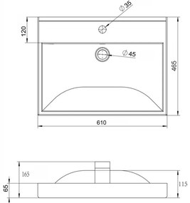 Okna Macek Zápustné umyvadlo - UM.603, 60 cm, keramické, lesklá bílá