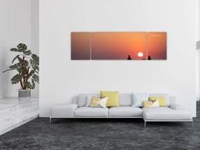 Obraz kanoistů při západu slunce (170x50 cm)
