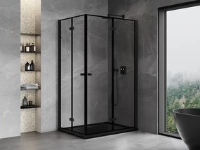 Mexen Mist-F Duo, skládací sprchový kout 80 x 100 cm, čiré sklo-černý rám, 8A6-080L-100P-70-70