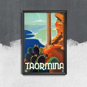Retro plakát Taormina itálie