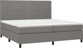 Box spring postel s matrací a LED tmavě šedá 200x200 cm textil 3134822