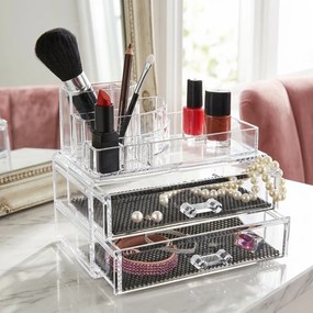 Domo Living Organizér na šperky a make-up, stojan na štětce, kartáčky DOMO AKRYL 2, 18,8 × 11,5 × 15,7 cm