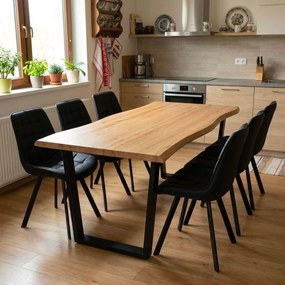 Vikio Jídelní set pro 6 osob 180x90 cm dub noha U černá židle VJS158-6C