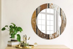 Kulaté dekorativní zrcadlo Vintage tmavé dřevo fi 50 cm