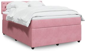Box spring postel s matrací růžová 160x200 cm samet 3287793