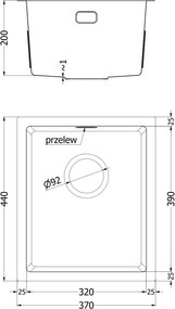 Mexen Trixo, 1-komorový nerezový dřez 370 x 440 mm, broušená měď, 6412371000-65