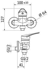 Plano Sprchová, páková, nástěnná baterie rozteč 100 mm