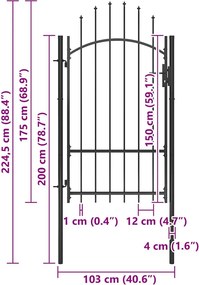 Zahradní brána Woerden ocel 1x1,7 m Černá 146320