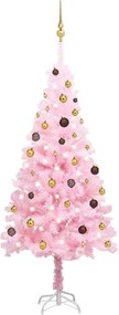 vidaXL Umělý vánoční stromek s LED a sadou koulí 180 cm PVC [3077504] Barva: modrá a zlatá
