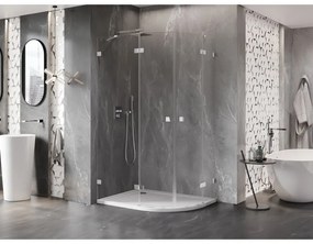 Mexen Lunar, půlkruhový sprchový kout naklápěcí doleva 100 x 80 cm, 8mm čiré sklo, chromový profil, 833-100L-080P-01-00