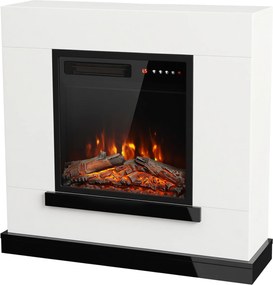 HOMCOM elektrický krb s římsou, topením a 3D efektem plamene, 80 cm, bílý