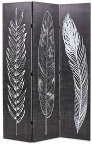 Skládací paraván 120 x 170 cm pírka černobílá 245889