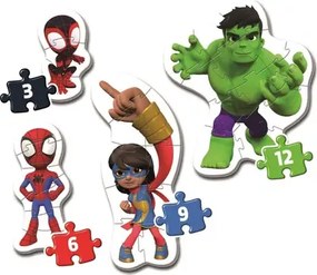 Clementoni Moje první PUZZLE Spidey a jeho úžasní přátelé 4v1 / 3+6+9+