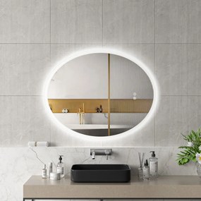 Erga Paola, oválné LED zrcadlo 80x100cm, 2645 lm, 3 barvy světla, přední a zadní osvětlení, ERG-V01-302-1080-00