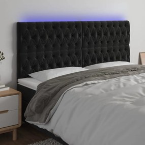 Čelo postele s LED černé 200x7x118/128 cm samet 3122828