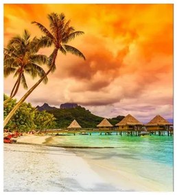 DIMEX | Vliesová fototapeta na zeď Polynésie MS-3-0211 | 225 x 250 cm | oranžová, tyrkysová, hnědá, zelená