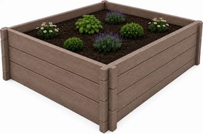 Báča Beton Betonový vyvýšený záhon - imitace dřeva 200 x 200 cm Výška záhonu: 25 cm, Barva záhonu: Hnědá