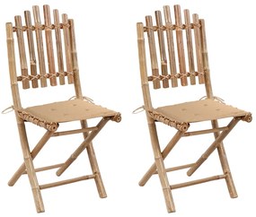 Skládací zahradní židle s poduškami 2 ks bambus,  3063990