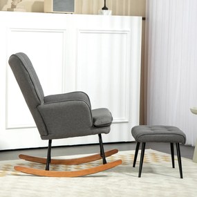 Houpací křeslo HOMCOM s taburetem pro zátěž do 130 kg Houpací křeslo Relaxační křeslo s područkami v lněném vzhledu pro příjemnou relaxaci | Aosom.de