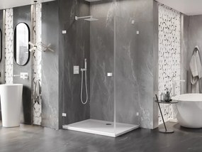 Mexen Lunar-B, výklopný sprchový kout levý 100 x 70 cm, 8mm čiré sklo, bílý profil, 832-100-070-20-00-L