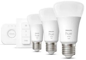 Propojovací zařízení Philips Hue BRIDGE a 3 ks LED žárovek E27 9,5W (75W) teplá bílá (2700K) stmívatelné