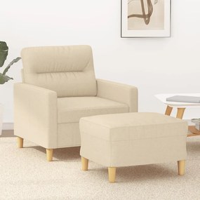 Křeslo s podnožkou krémové 60 cm textil 3201067