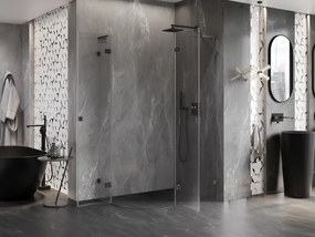 Mexen Lunar, L pravý půlkruhový sprchový kout 100 x 70 cm, 8mm čiré sklo, grafitový profil, 833L-100P-070L-95-00