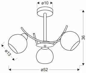 Lustr na tyči AMOS 3xE27/40W/230V lesklý chrom