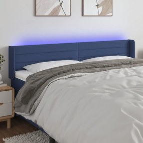 Čelo postele s LED modré 183 x 16 x 78/88 cm textil 3123396