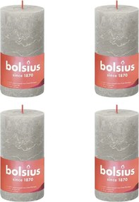 Bolsius Rustikální válcové svíčky Shine 4 ks 130x68mm [440832] Barva: Pískově šedá