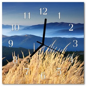 Skleněné hodiny čtvercové Hory trávy 30x30 cm