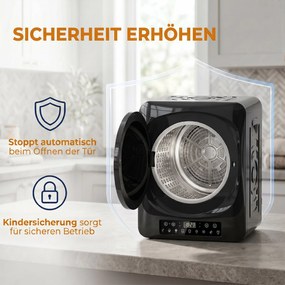 HOMCOM 1000 W kompaktní odvětrávací sušička s extra sušicím a ECO režimy, nastavením časovače a teploty, černá