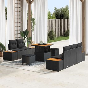 Sada zahradních pohovek 8 pcs 7-Seater Černá 3363244