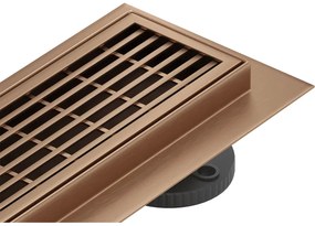 Mexen Flat 360° M33 otočný liniový odtok 90 cm, kartáčovaná měď - 1C33090-40